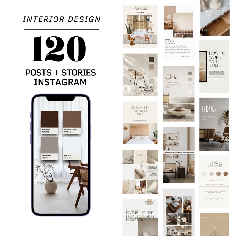 120 Interior Design Instagram Post Templates, Interior Decoration Posts ...