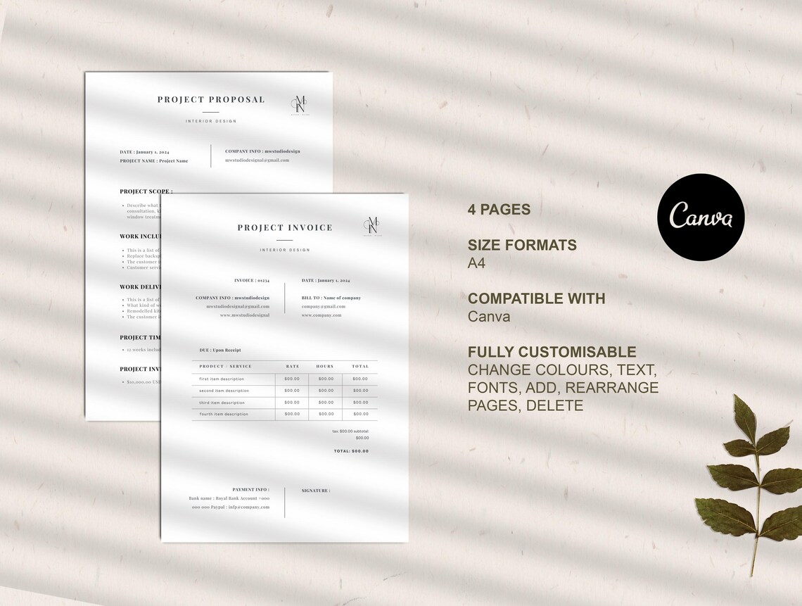 Interior Design Forms Contract Canva | Interior Designer Bundle ...