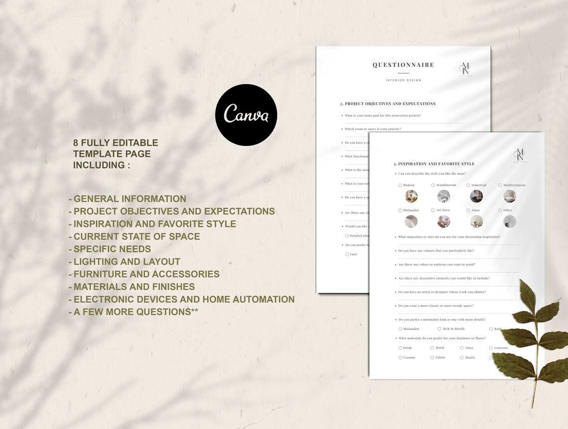 Interior Designer Client Questionnaire Template | Onboarding Questions ...