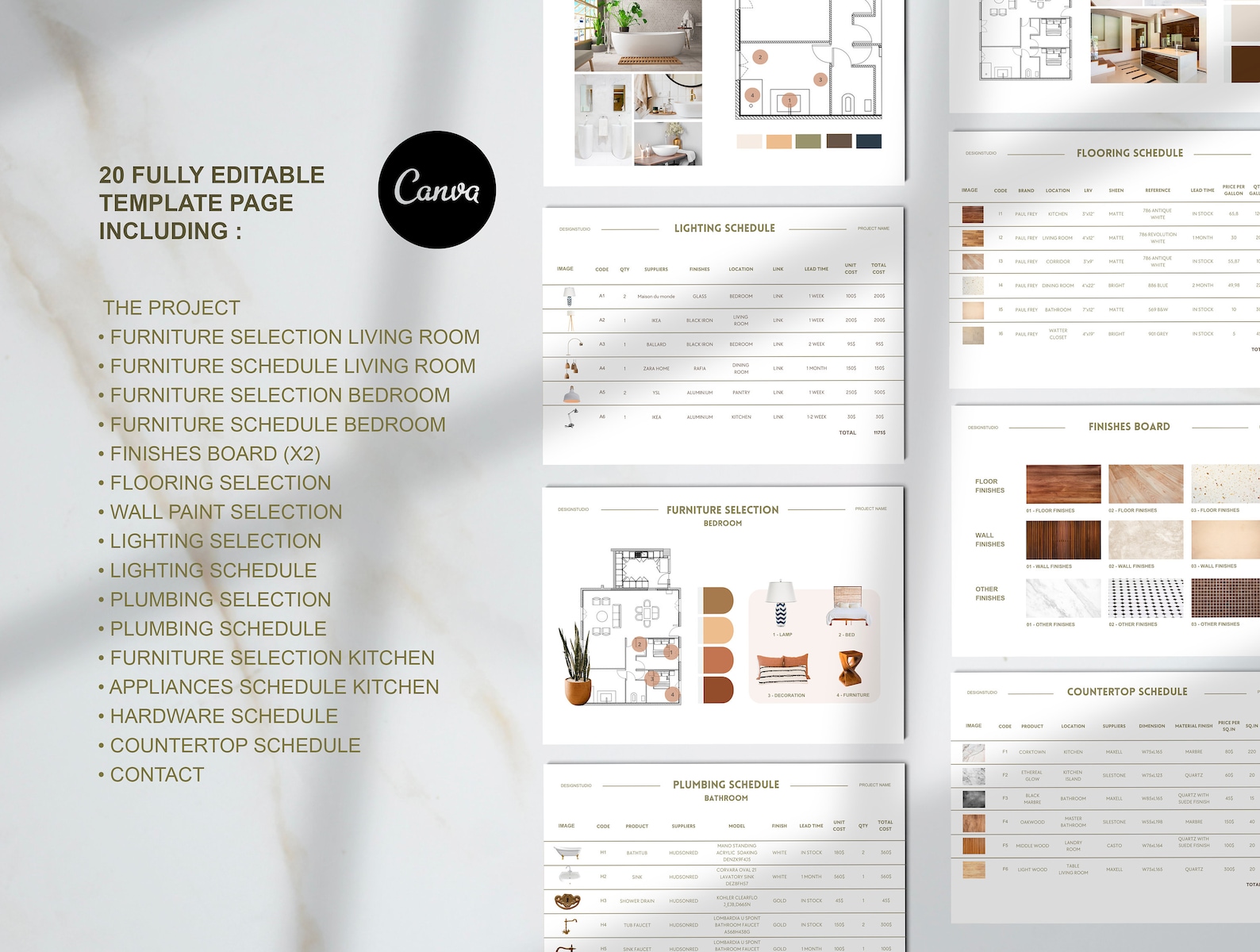 Interior Design Furniture, Moodboard and FF&E, Interior Design Template ...