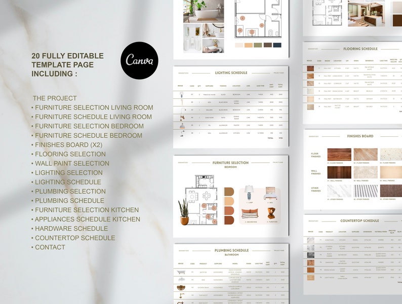 Interior Design Furniture, Moodboard and FF&E, Interior Design Template ...