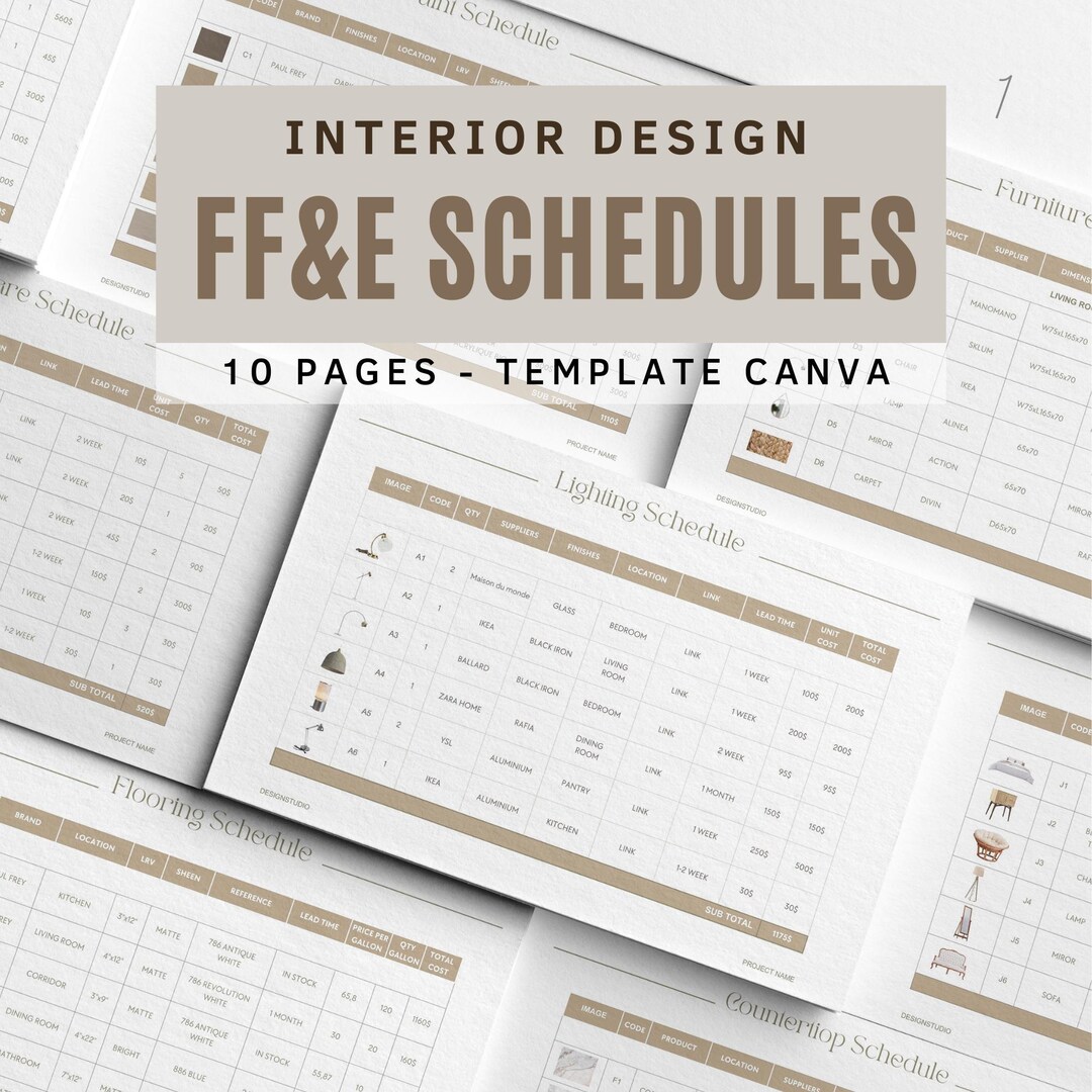 Interior Design Template Schedule FF&E L Furniture Fixture Equipment L ...