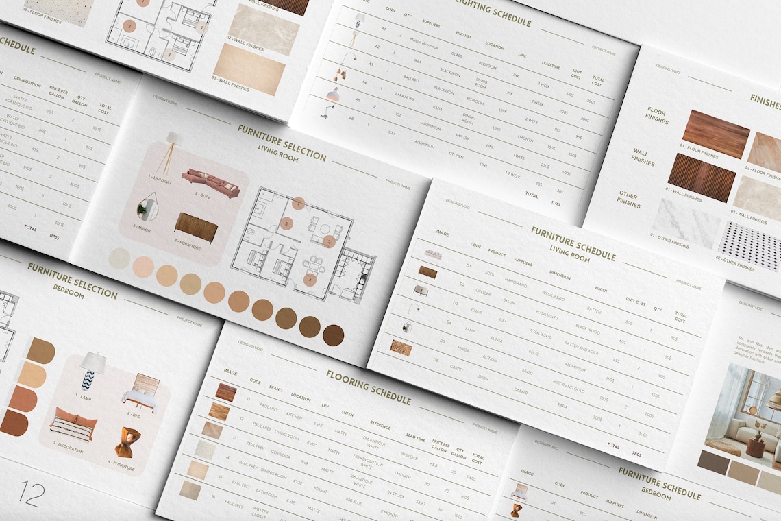 Interior Design Furniture, Moodboard and FF&E, Interior Design Template ...