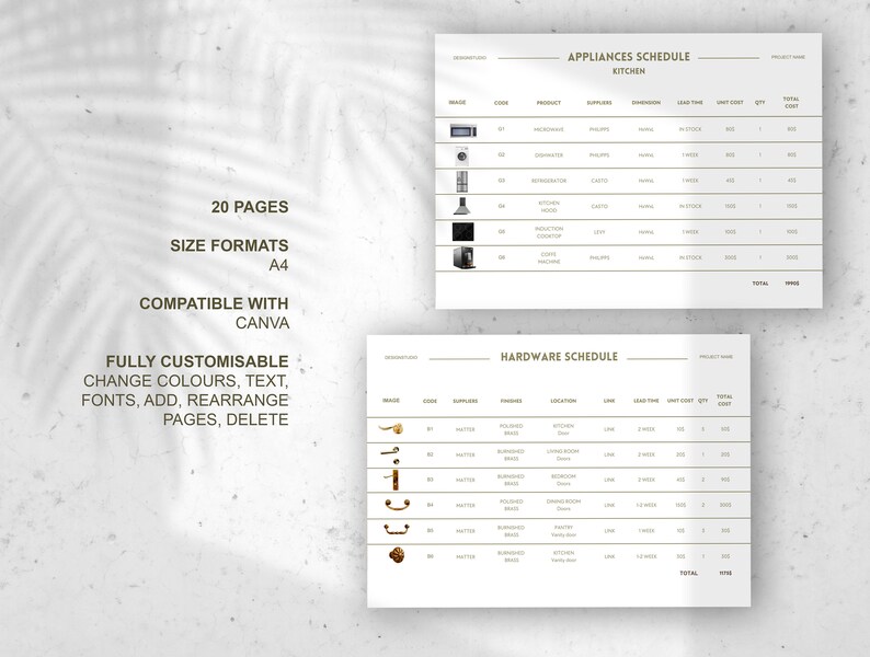 Interior Design Furniture, Moodboard and FF&E, Interior Design Template ...