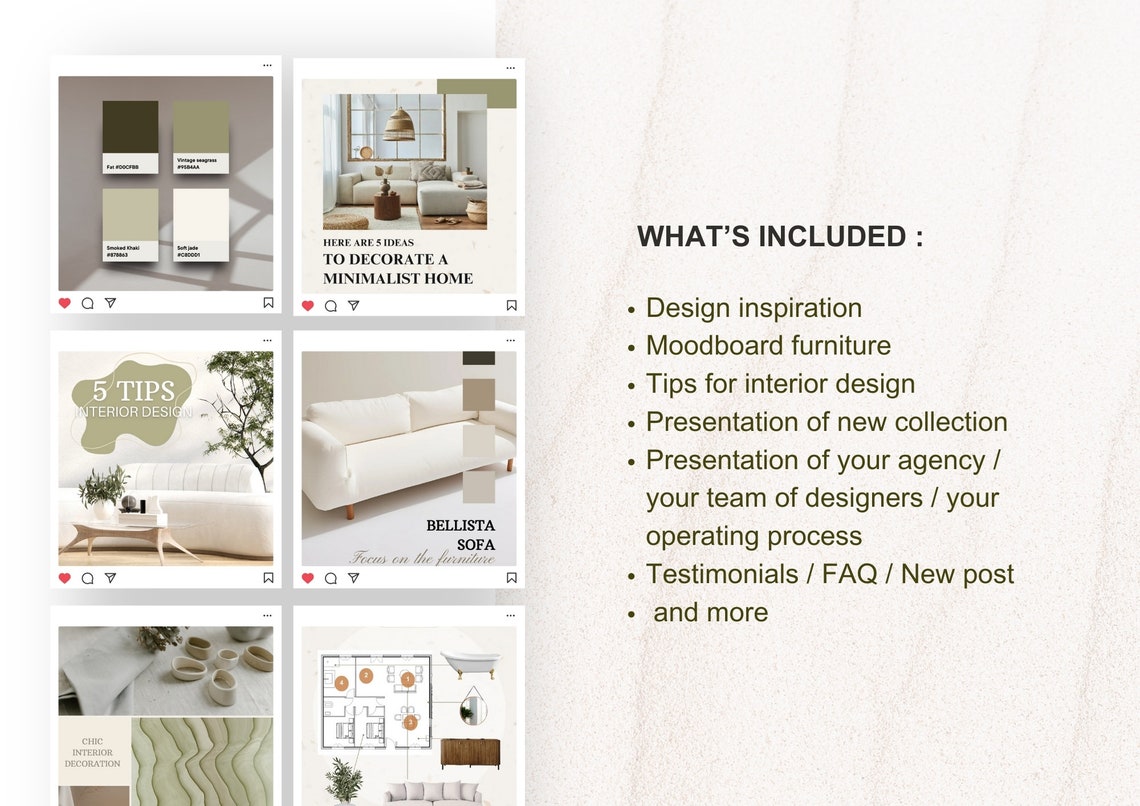 260 Interior Design Instagram Post Templates, Interior Decoration Posts ...