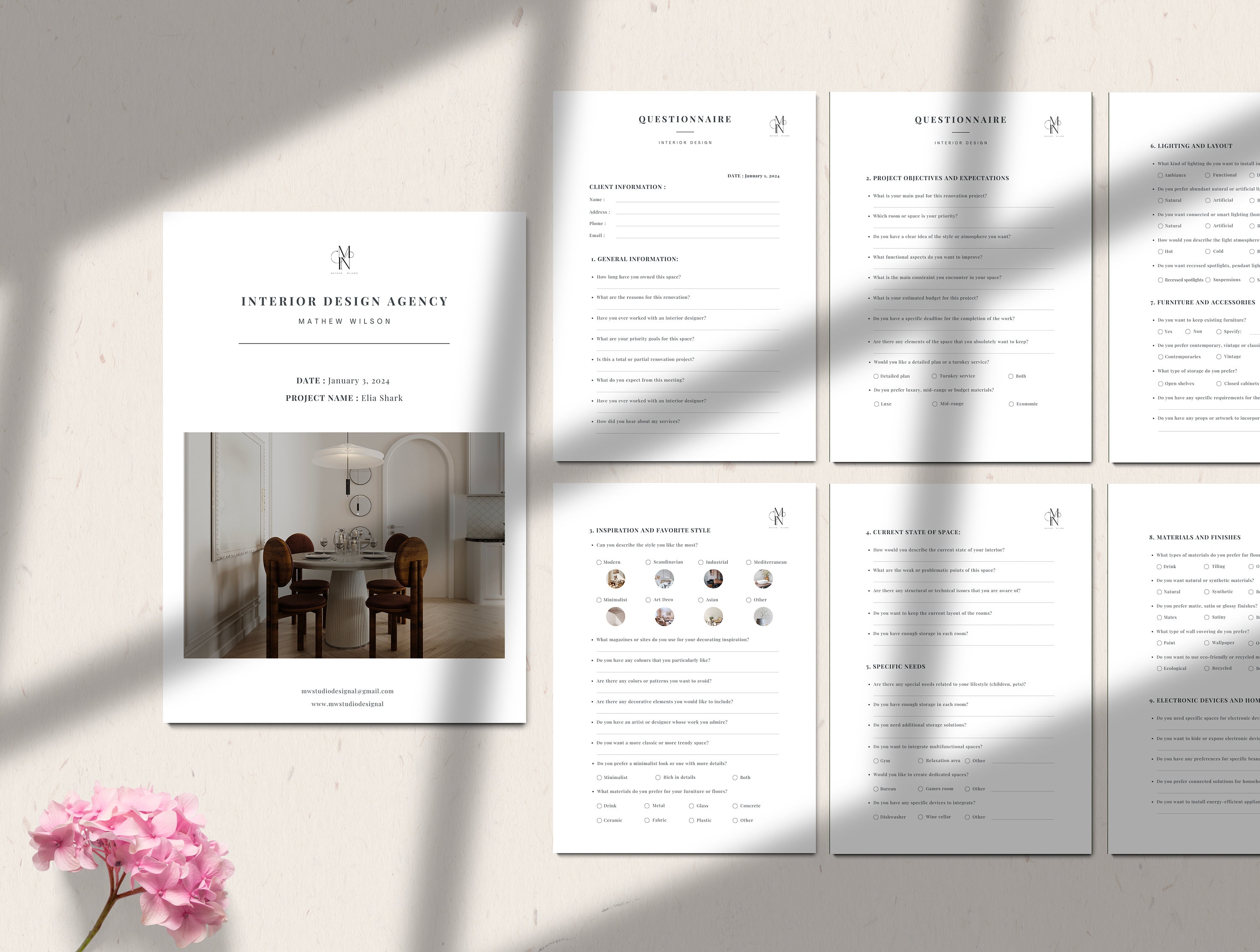 Interior Designer Client Questionnaire Template | Onboarding Questions ...