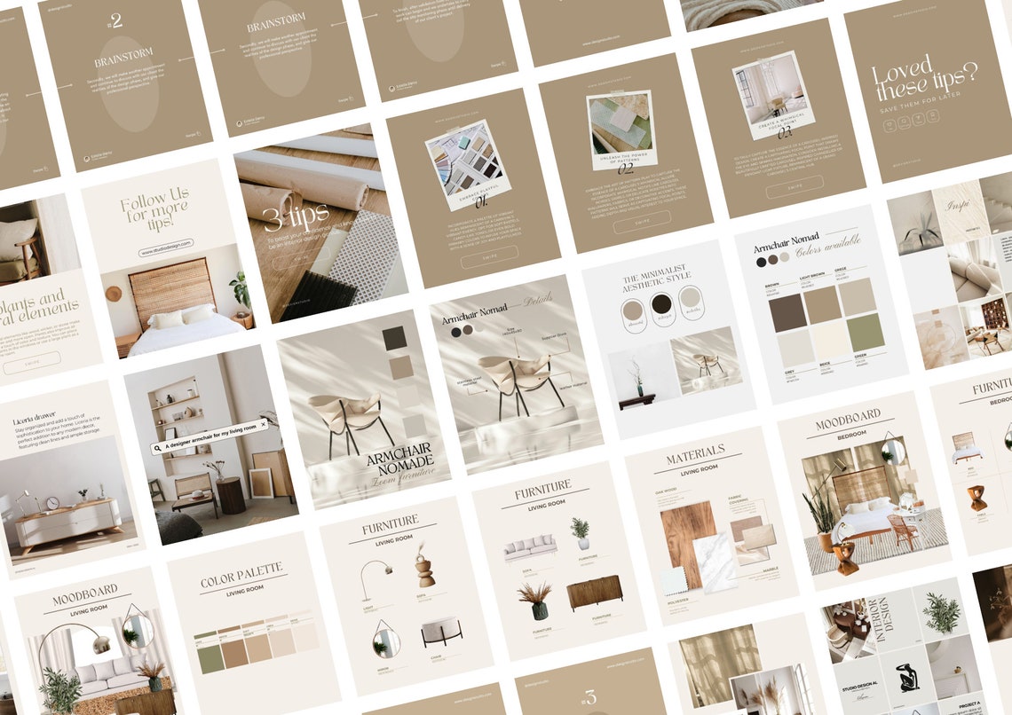 Interior Design Instagram Post Templates, Interior Decoration Posts and ...