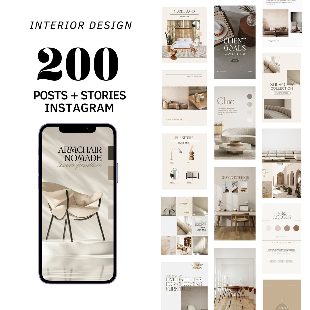 Interior Design Instagram Post Templates, Interior Decoration Posts and ...