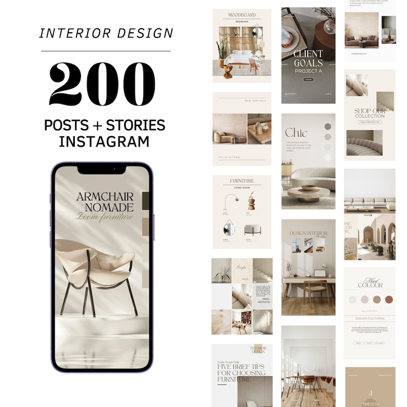 Interior Design Instagram Post Templates, Interior Decoration Posts and ...