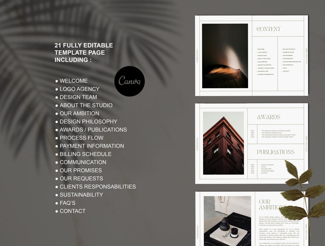 Professional Interior Design Pack, Set for Interior Decorators, Interior Architects, Canva ...