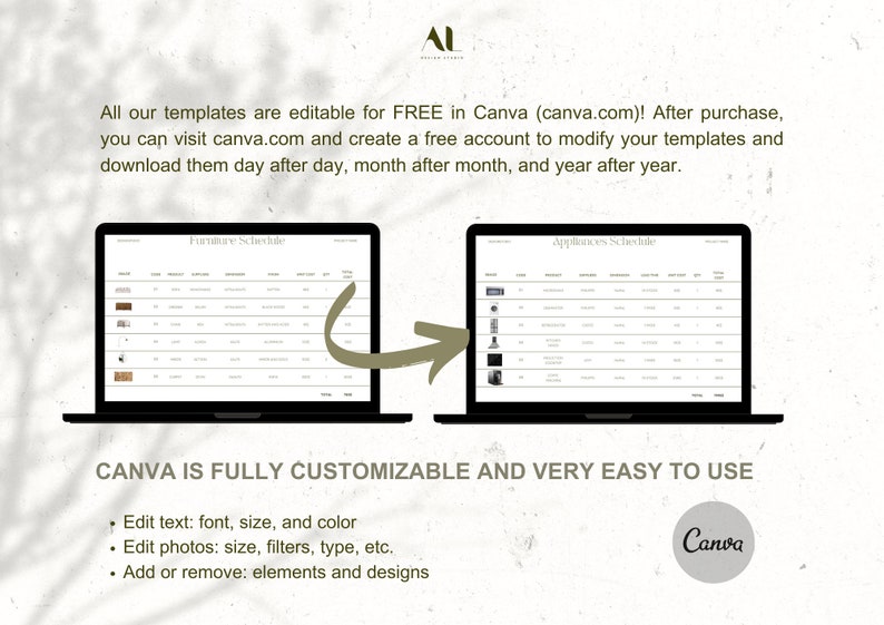 Interior Design Furniture, Fixtures and Finishes Schedule Template ...