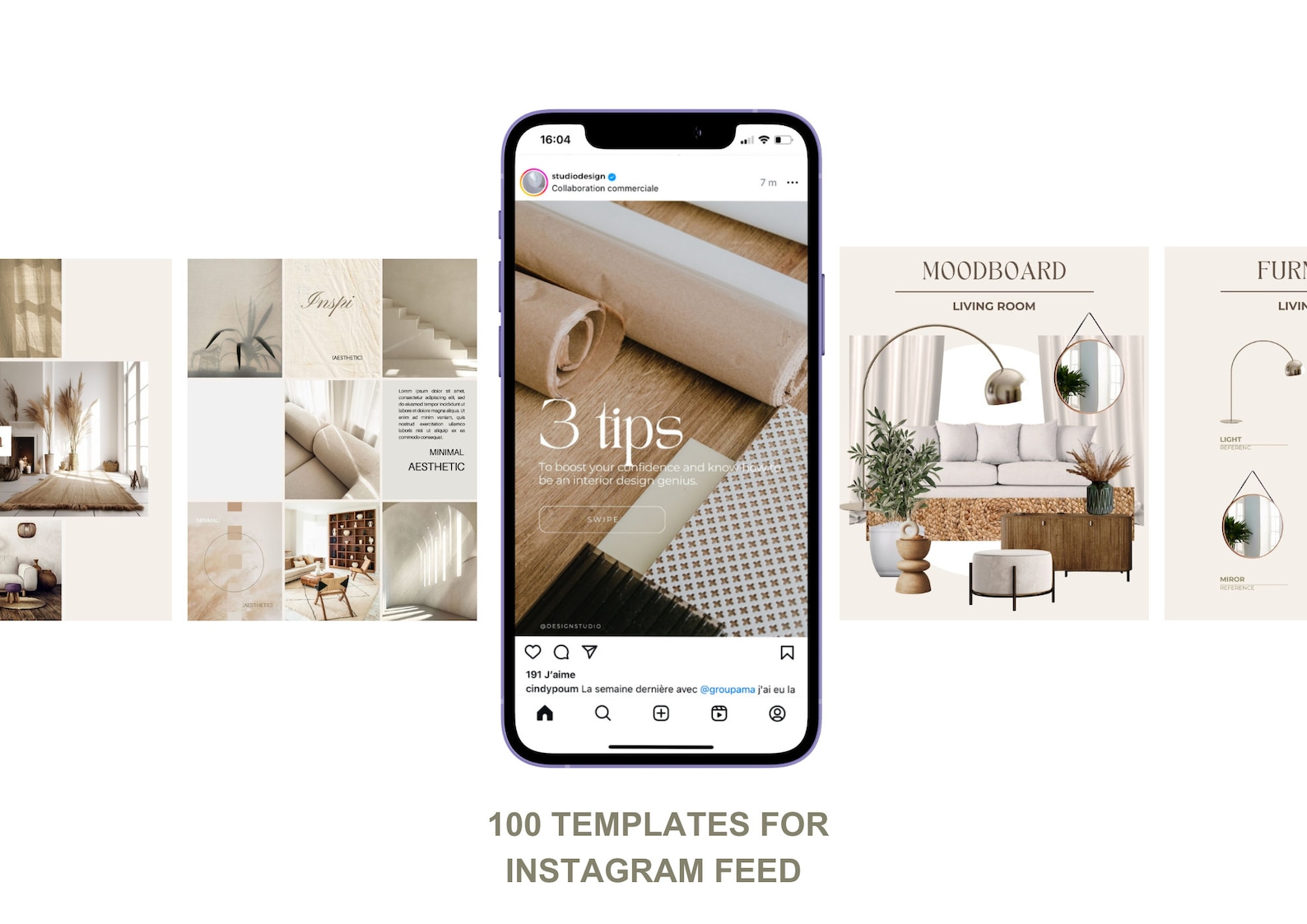 Interior Design Instagram Post Templates, Interior Decoration Posts and ...