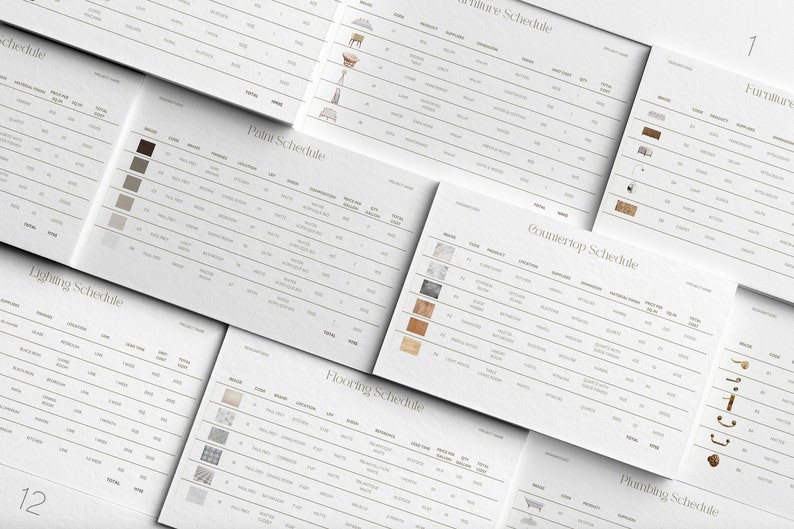 Interior Design Furniture, Fixtures and Finishes Schedule Template ...