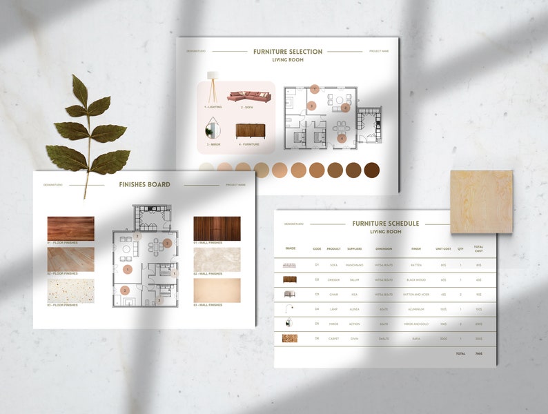 Interior Design Furniture, Moodboard and FF&E, Interior Design Template ...