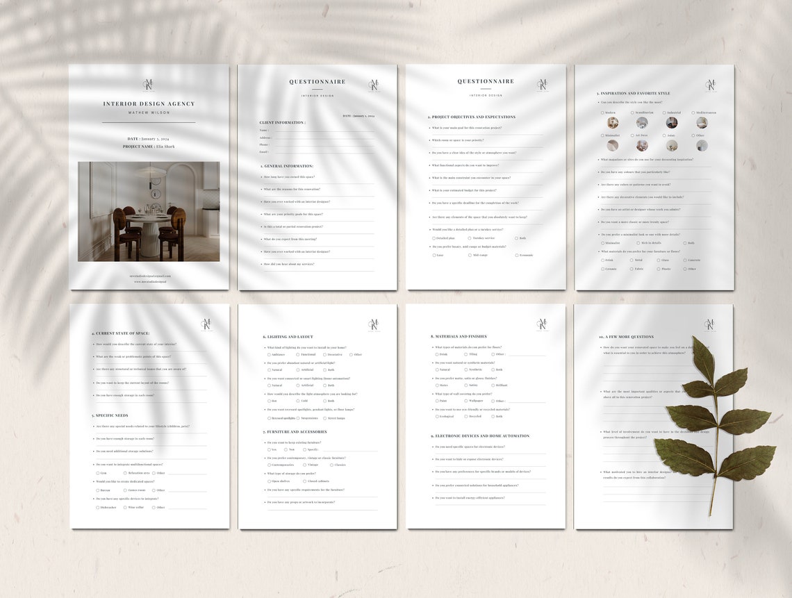 Interior Designer Client Questionnaire Template | Onboarding Questions ...