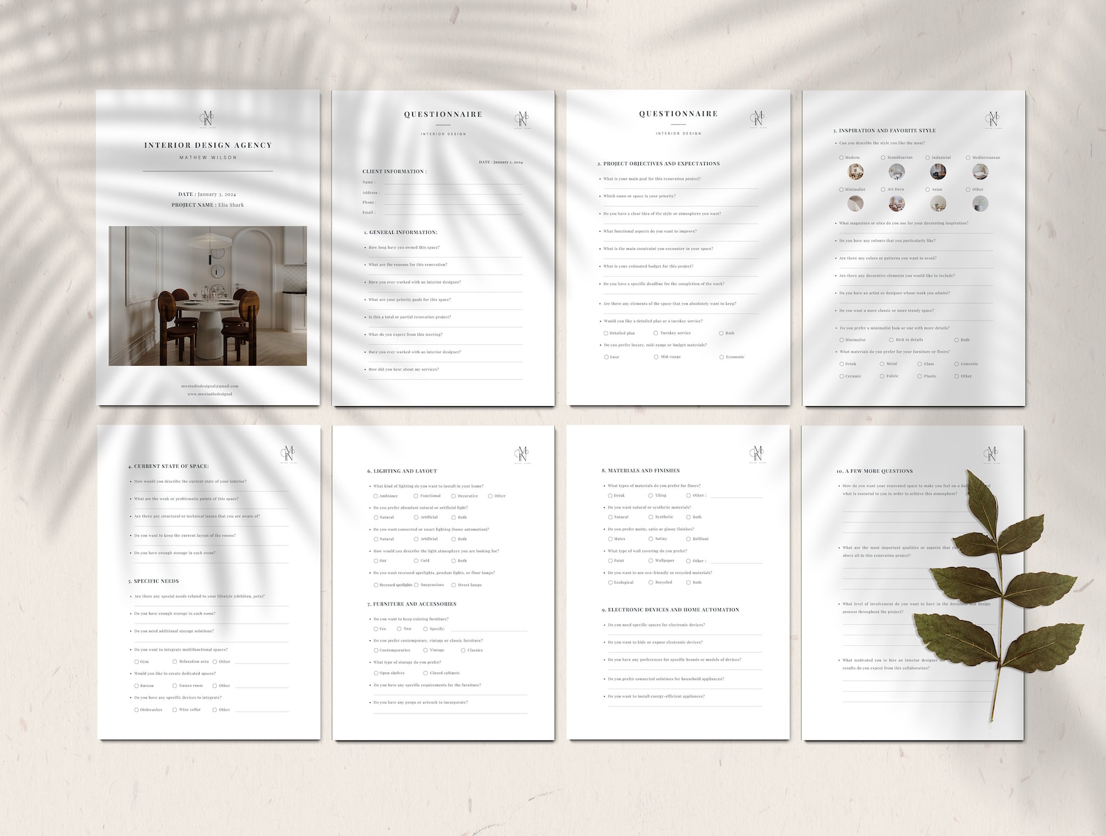 Interior Designer Client Questionnaire Template | Onboarding Questions ...