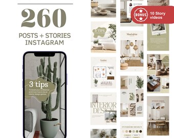 Interior Design Instagram Post Templates, Interior Decoration Posts and ...