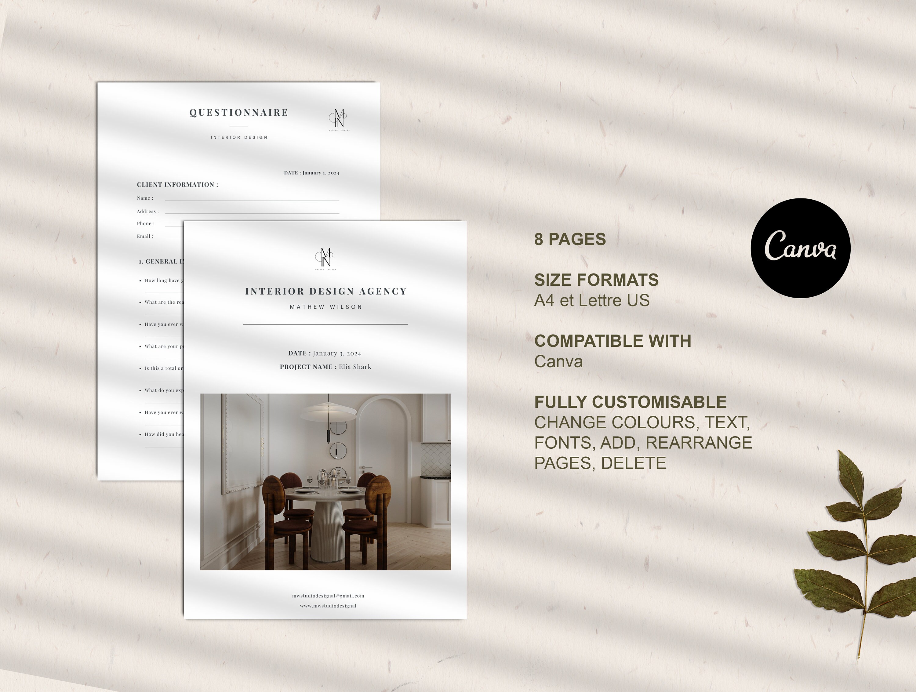 Interior Designer Client Questionnaire Template | Onboarding Questions ...