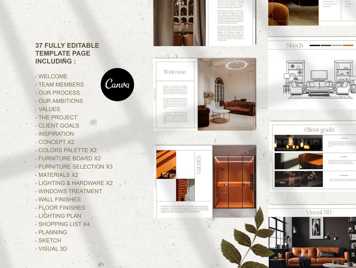 Professional Interior Design Pack, Set for Interior Decorators, Interior Architects, Canva ...