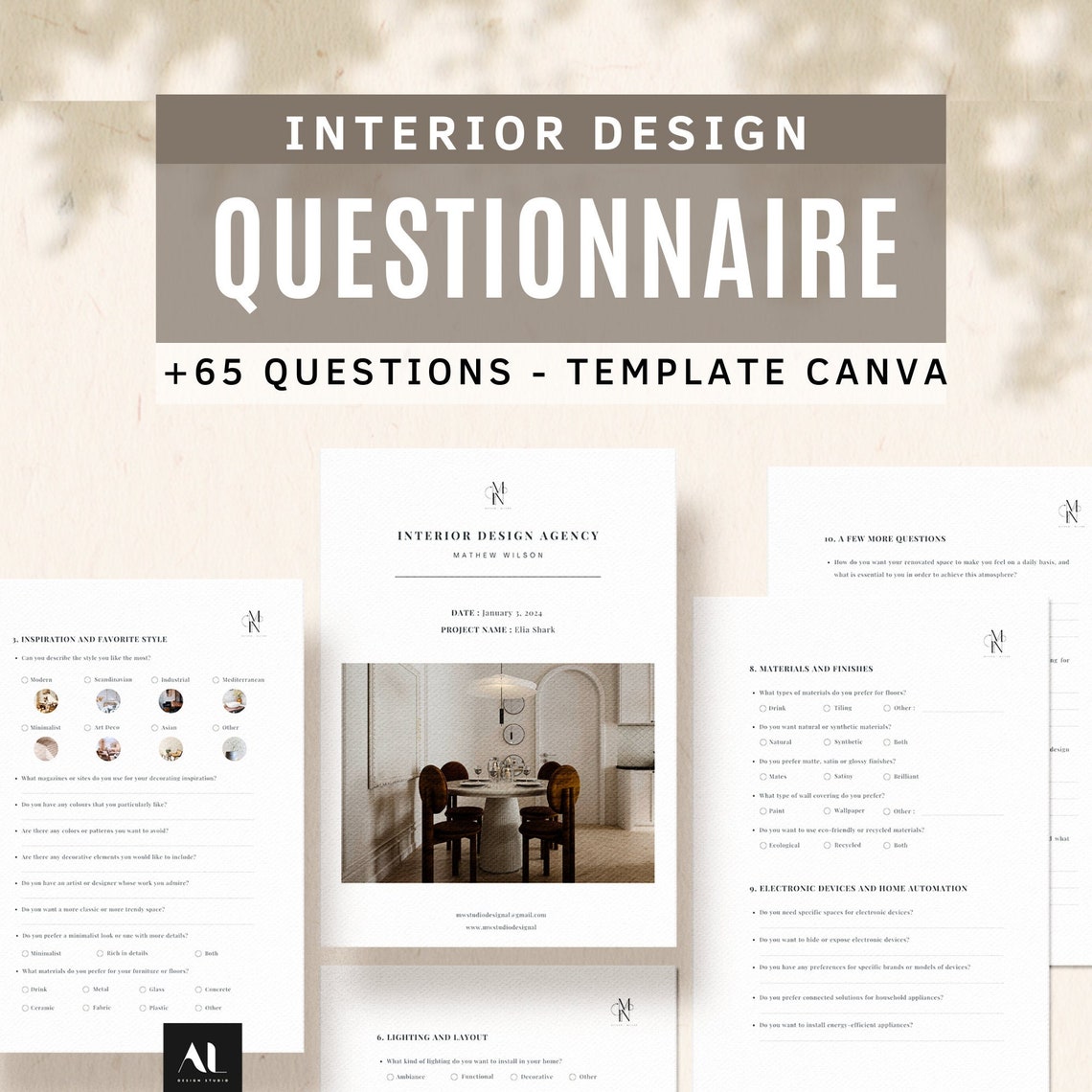 Interior Designer Client Questionnaire Template | Onboarding Questions ...