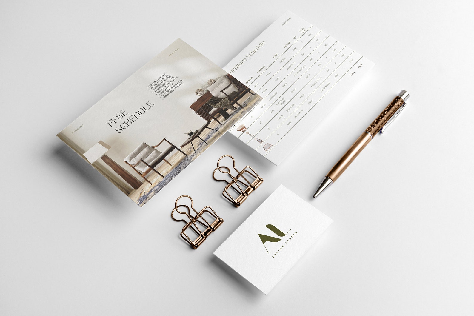 Interior Design Furniture, Fixtures and Finishes Schedule Template ...