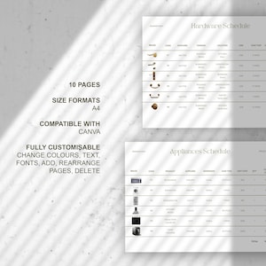 Interior Design Furniture, Fixtures and Finishes Schedule Template ...