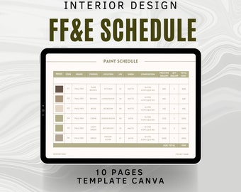 Interior Design Finishes Schedule Canva Template - Etsy