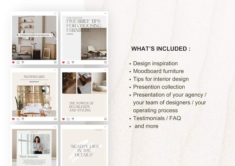 120 Interior Design Instagram Post Templates, Interior Decoration Posts ...