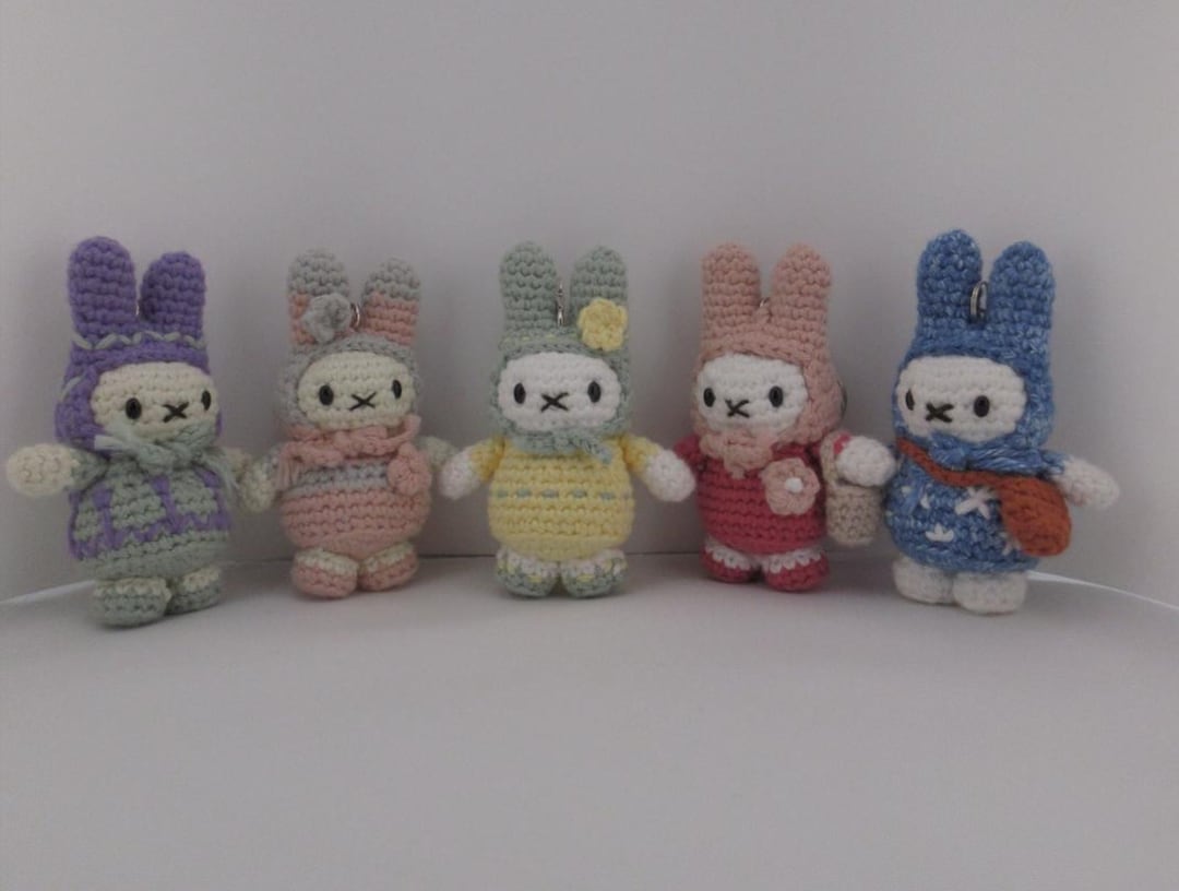 Handmade Croche Miffy Keychains - Etsy