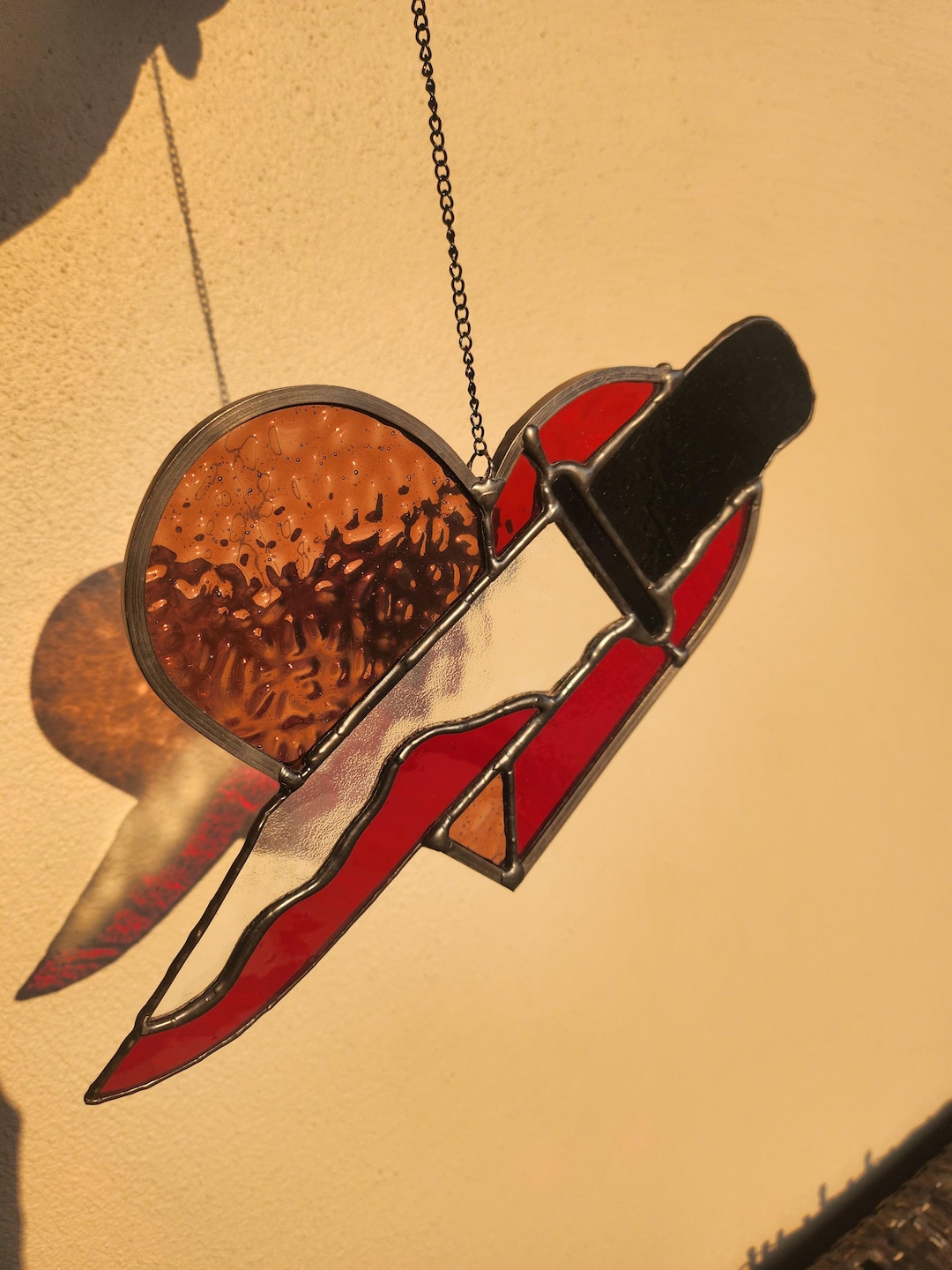 Stained-glass Scream Inspired Knife in Heart Window Hanger - Etsy