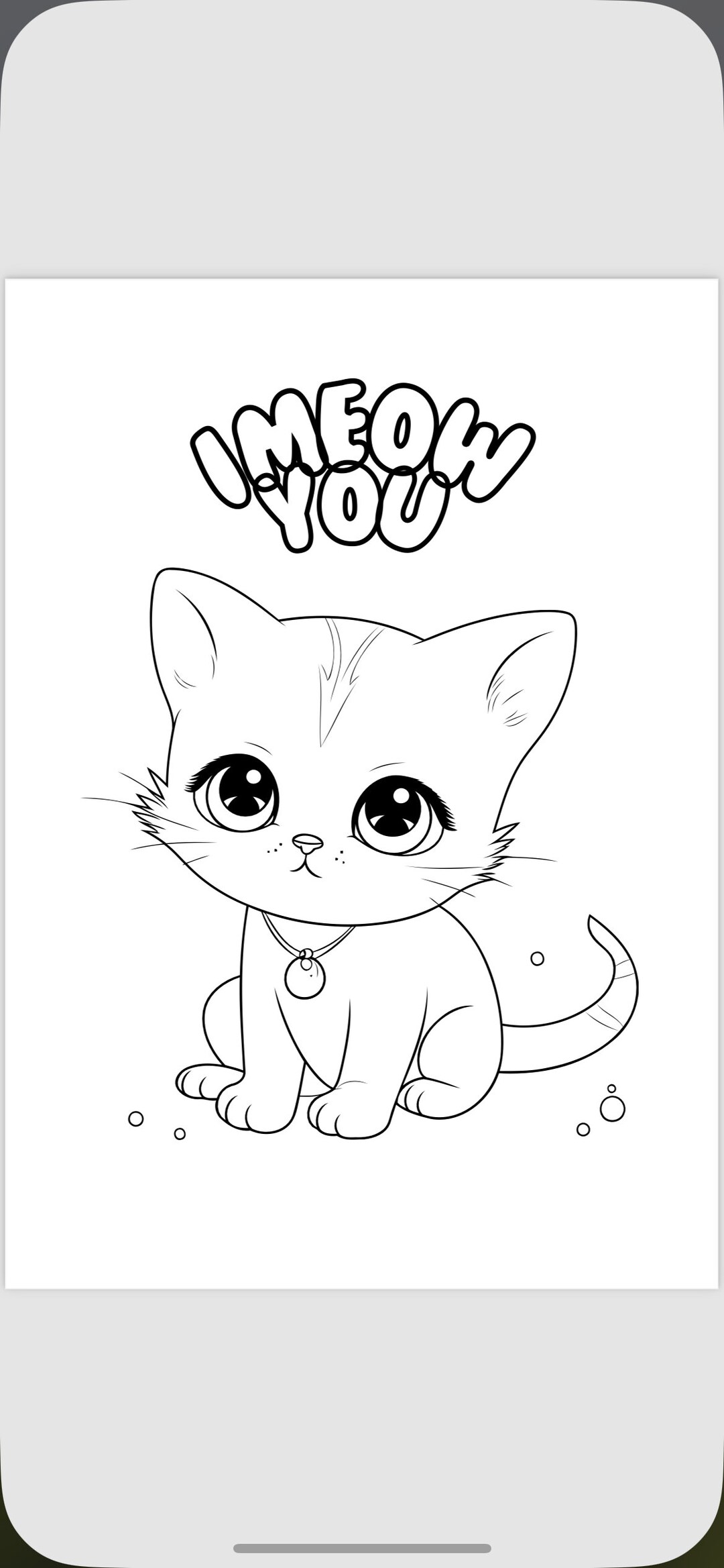 Cute Cat Coloring Page I Meow You - Etsy