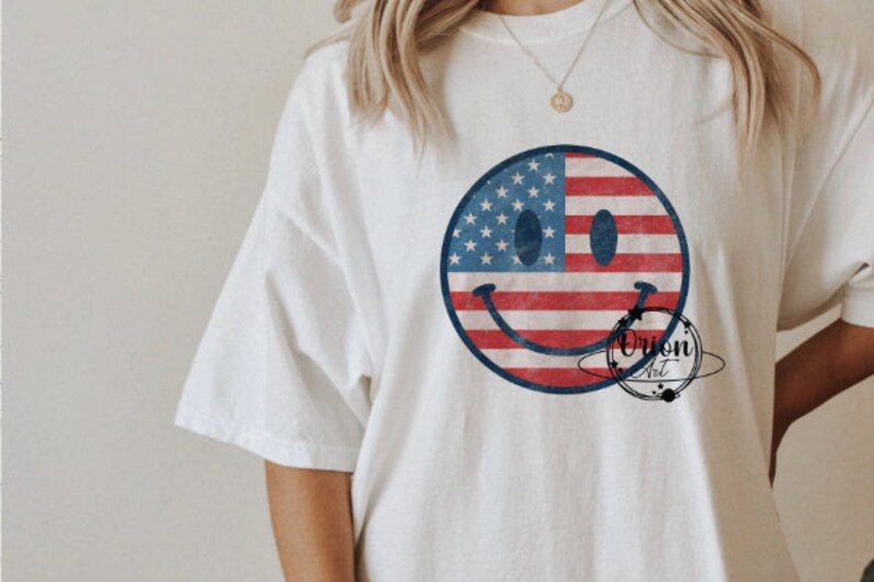 Patriotic Smiley Face USA American Flag 4th of July Memorial Day, PNG ...