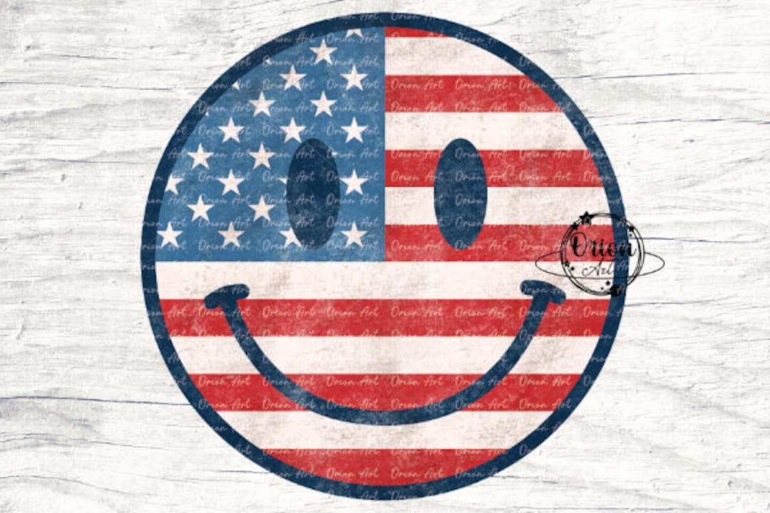 Patriotic Smiley Face USA American Flag 4th of July Memorial Day, PNG ...