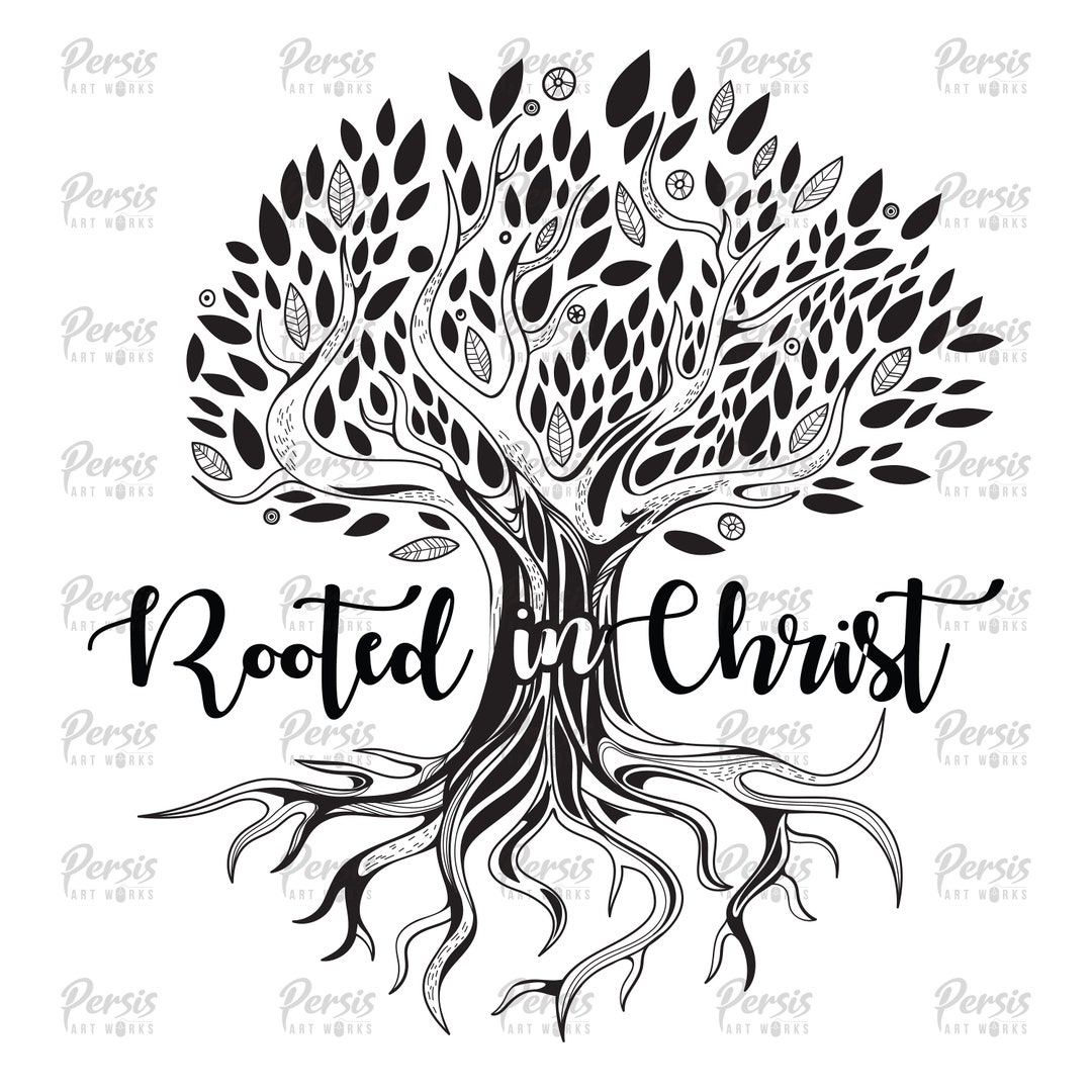 Rooted in Christ: Faith Scripture Bible Verse Vector Design - Digital ...