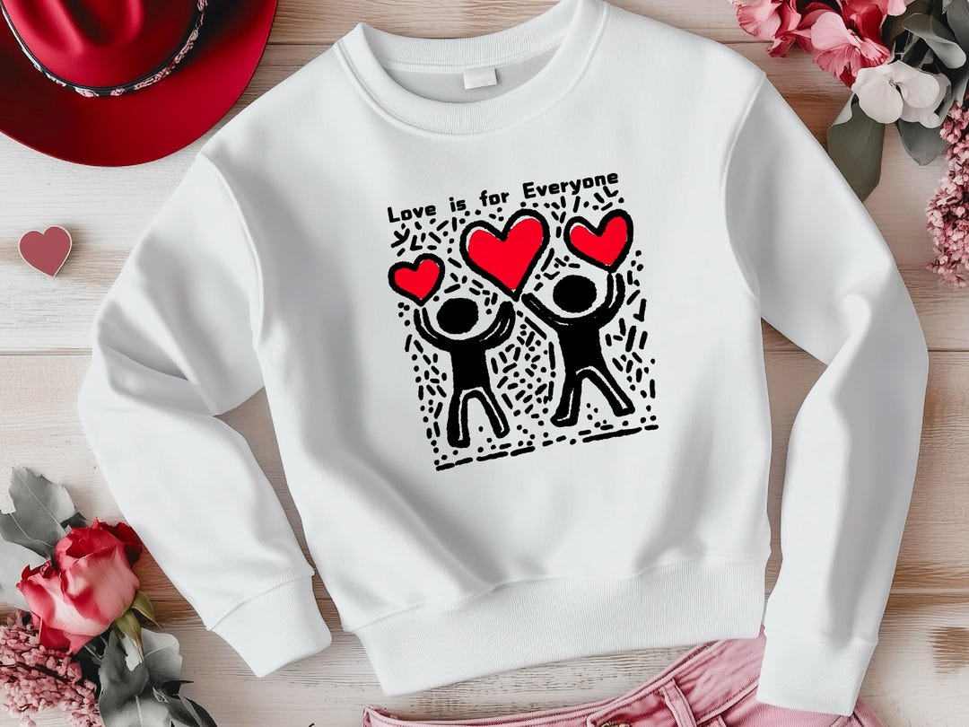 Keith Haring 'love is for Everyone' Sweatshirt | Colorful Heart Art ...