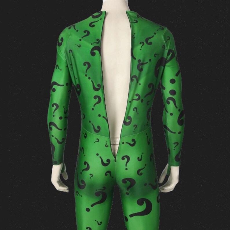 Green Bodysuit Costume Cosplay Riddler With Eyes Mask Movie Character ...