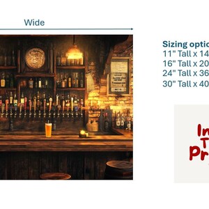 Vintage Irish Pub Wall Art – Cozy Rustic Bar Interior Print, Warm ...