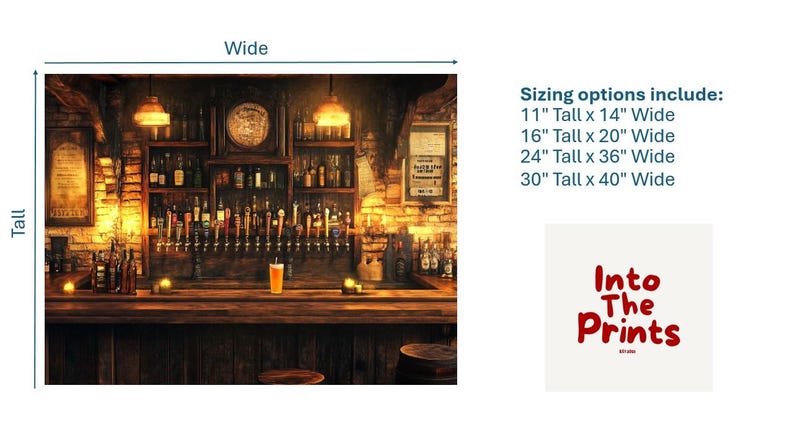 Vintage Irish Pub Wall Art – Cozy Rustic Bar Interior Print, Warm ...