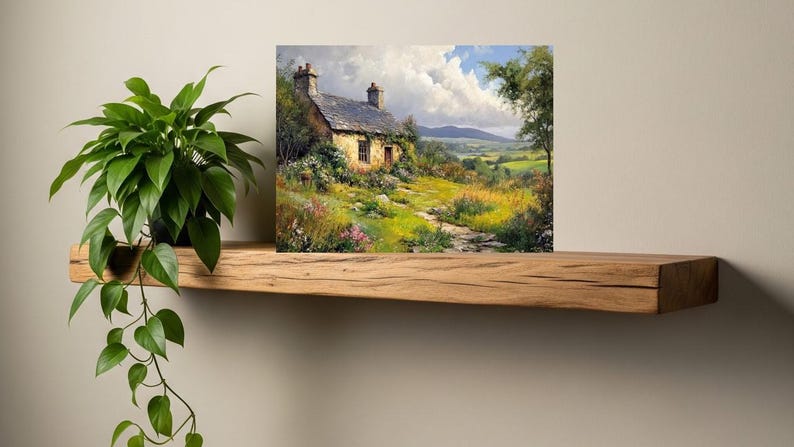 Irish Cottage Landscape Wall Art, Rustic Countryside Home Print, Cozy ...