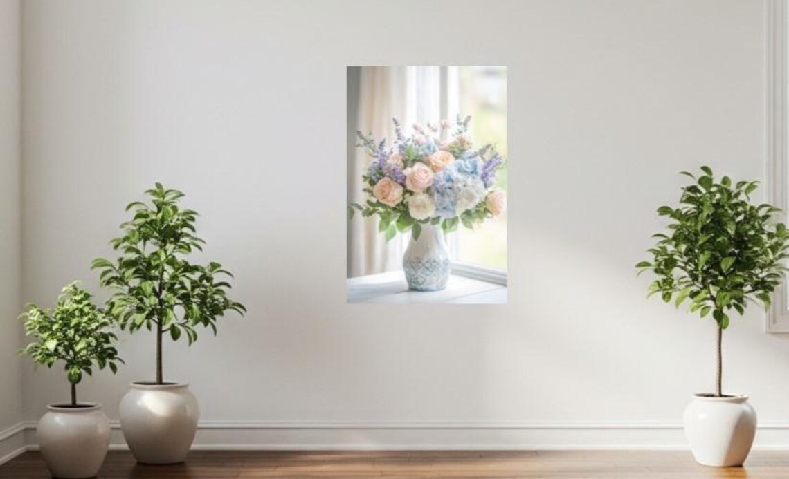 Pastel Floral Print | Coastal Cottage Core Vase Wall Art, Soft Romantic ...