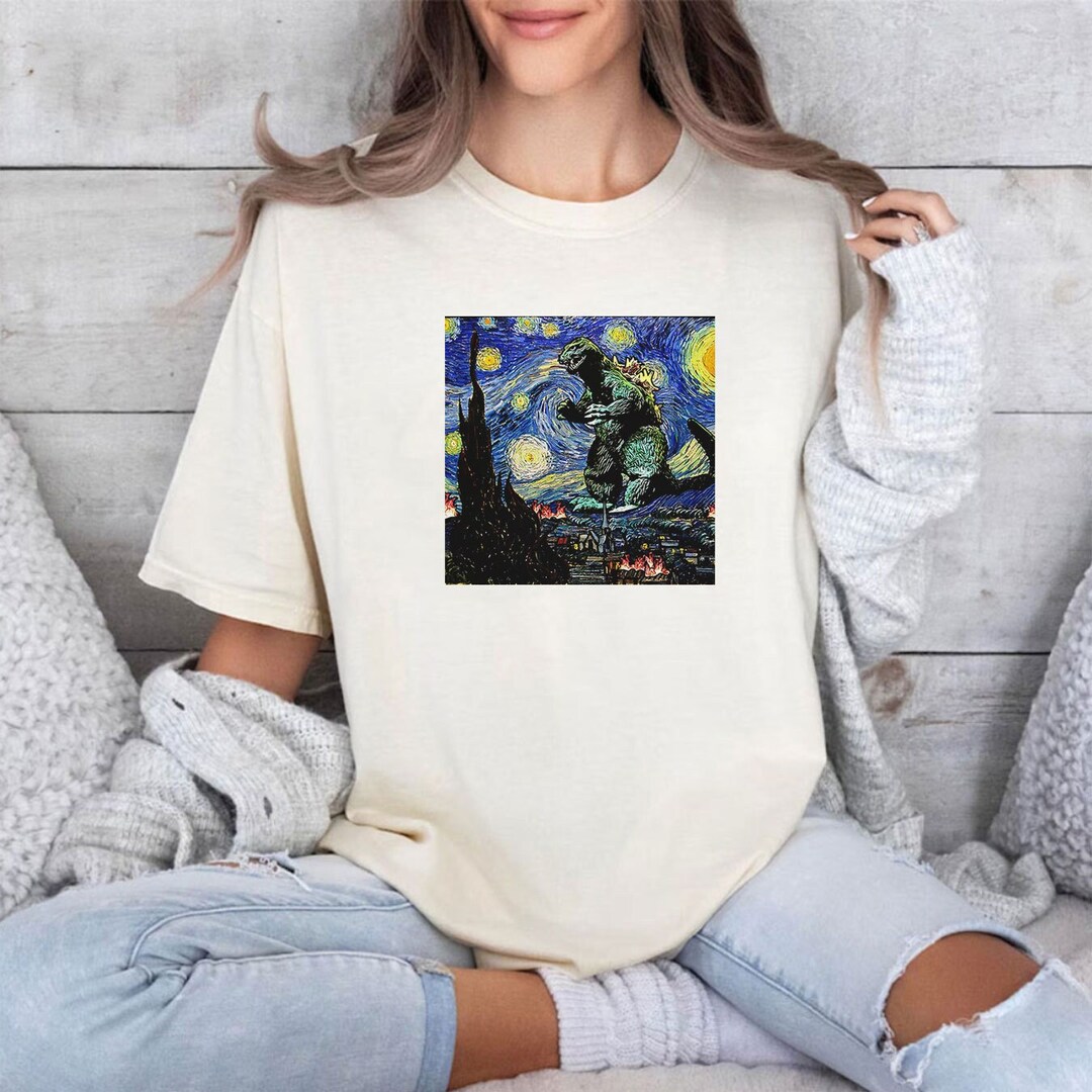 Godzilla Starry Night Graphic Shirt, Godzilla, King of the Monsters ...