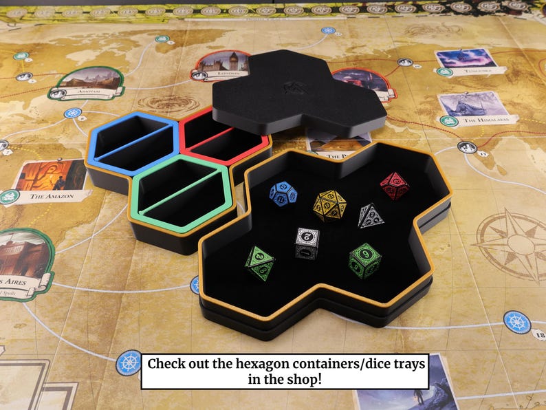 Large Hexagon Magnetic Board Game Token Trays With Velvet Lining - 25 ...