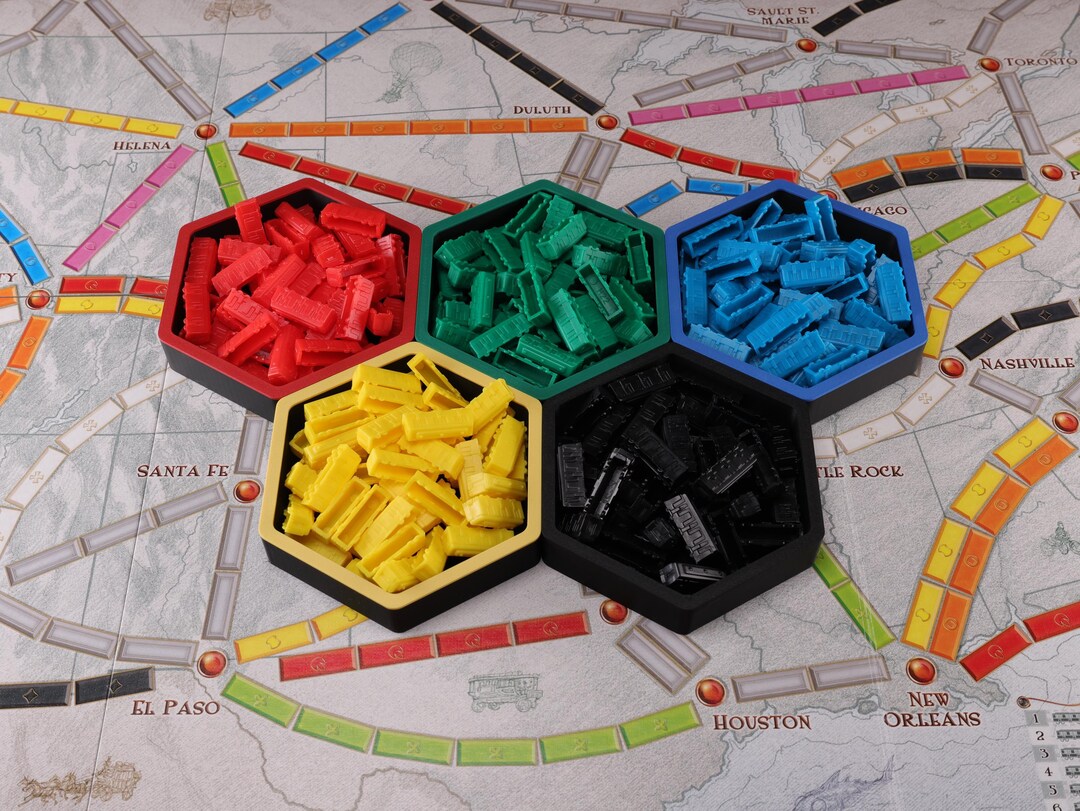 Ticket to Ride-compatible Large Hexagon Magnetic Board Game Token Trays ...