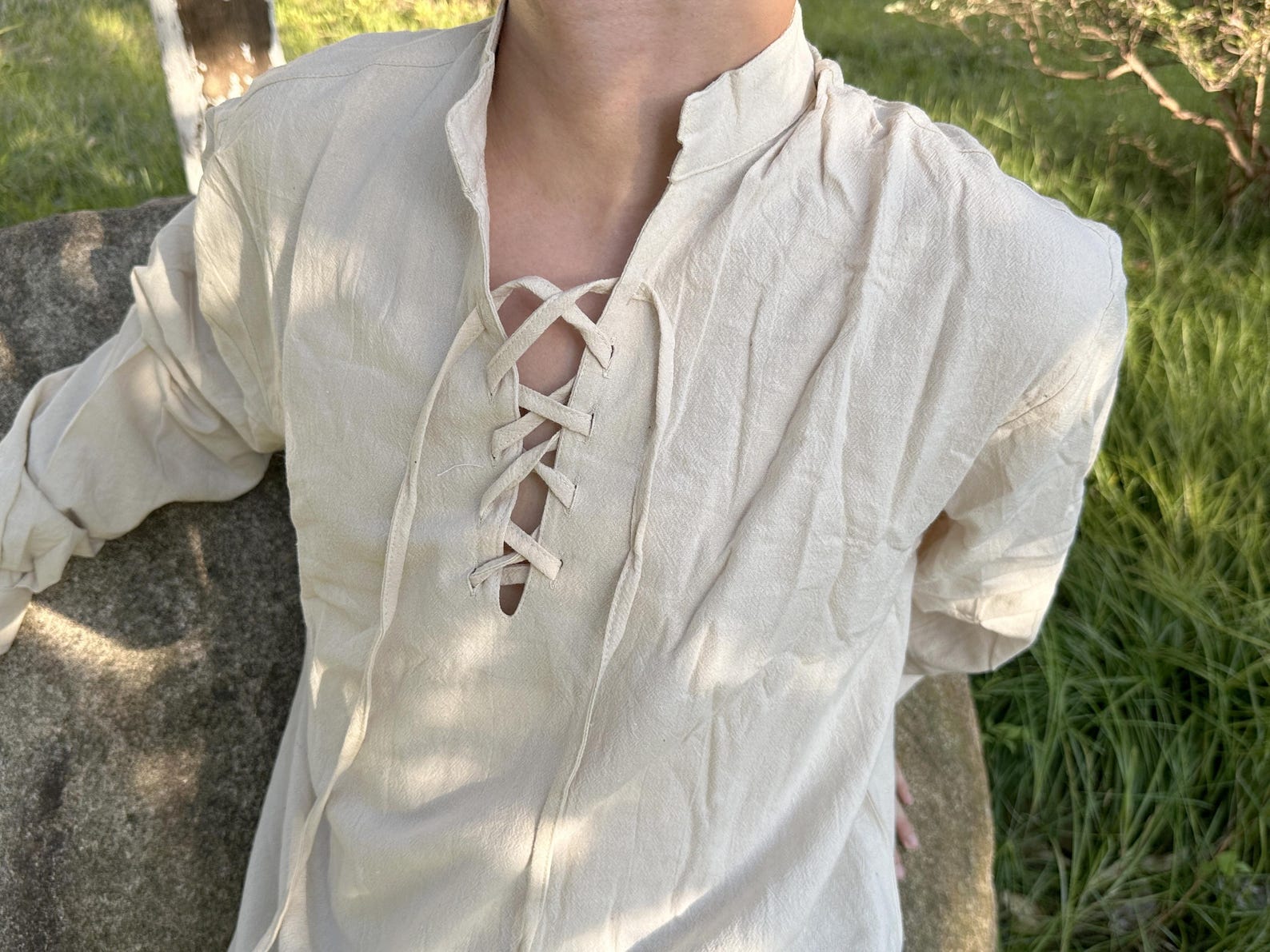 Beige Medieval Pirate Tunic, Gothic Cotton Men Tunic, Medieval LARP ...