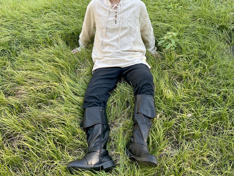 Beige Medieval Pirate Tunic, Gothic Cotton Men Tunic, Medieval LARP ...