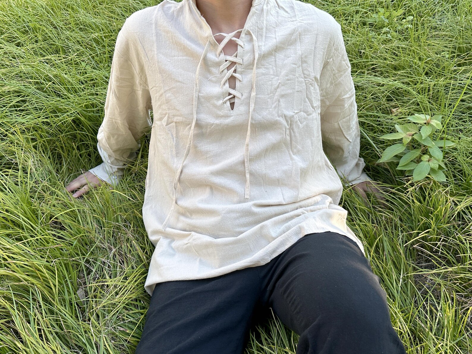 Beige Medieval Pirate Tunic, Gothic Cotton Men Tunic, Medieval LARP ...