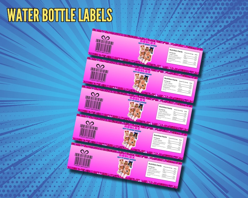Custom Roblox Girls Birthday Party Favor Labels 5-pack DIY Editable ...