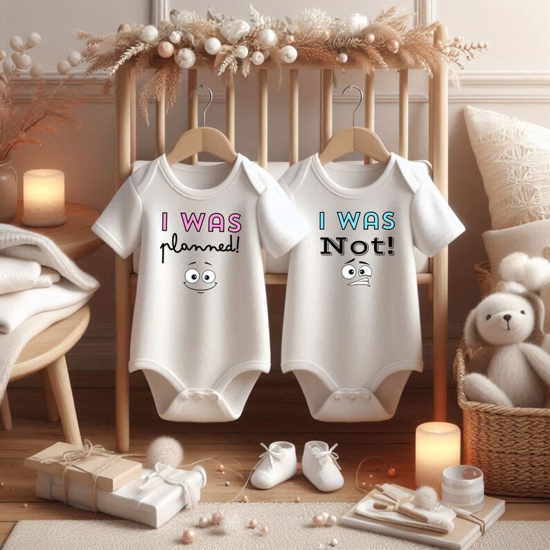 Funny Pink & Blue Twins Surprise Pregnancy Reveal Bodysuit Set - I Was ...