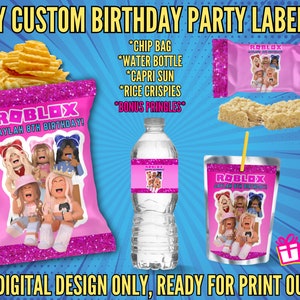Custom Roblox Girls Birthday Party Favorlabels 5-pack Editable ...