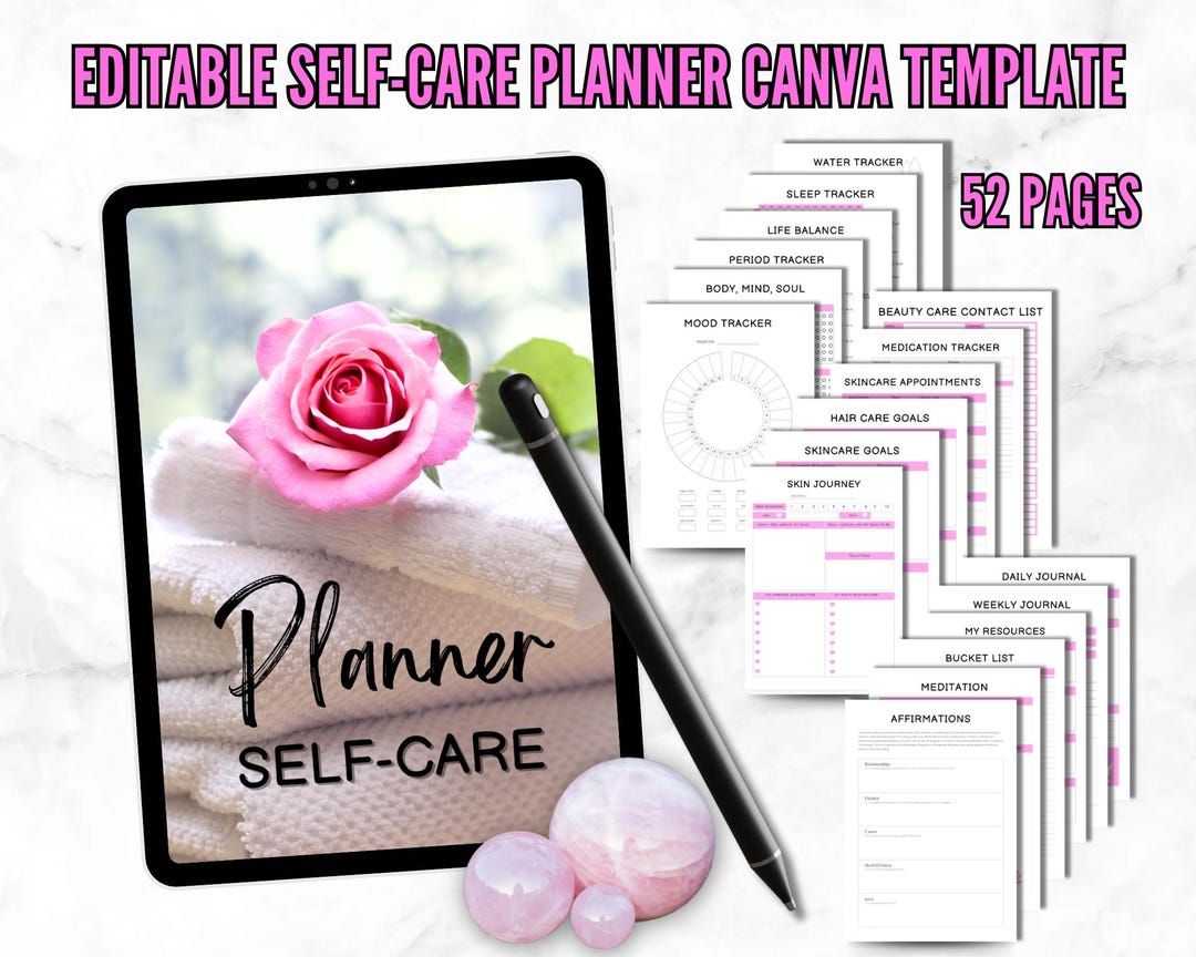 Self-care Canva Planner Templates, Digital Self-care Workbook, Self ...